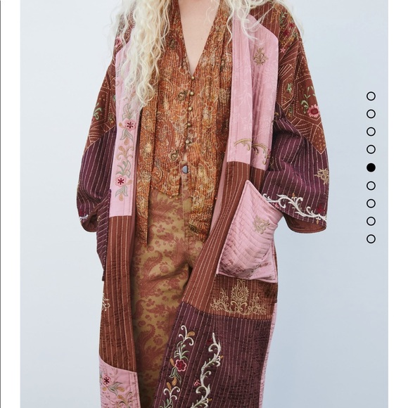 Zara | Jackets & Coats | Zara Embroidered Patchwork Kimono Limited ...